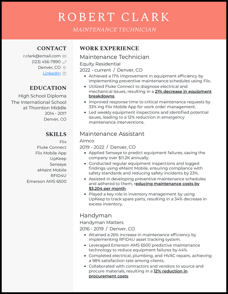 7 Maintenance Worker Resume Examples that Work in 2026