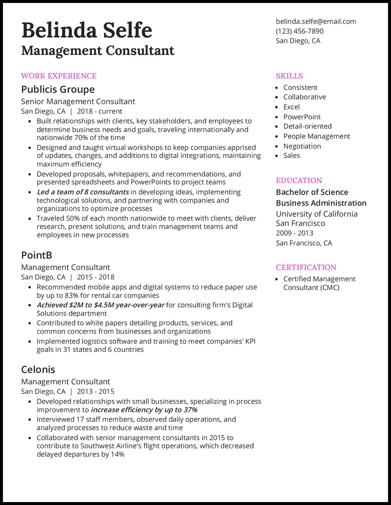 9 Consulting Resume Examples That Worked in 2024