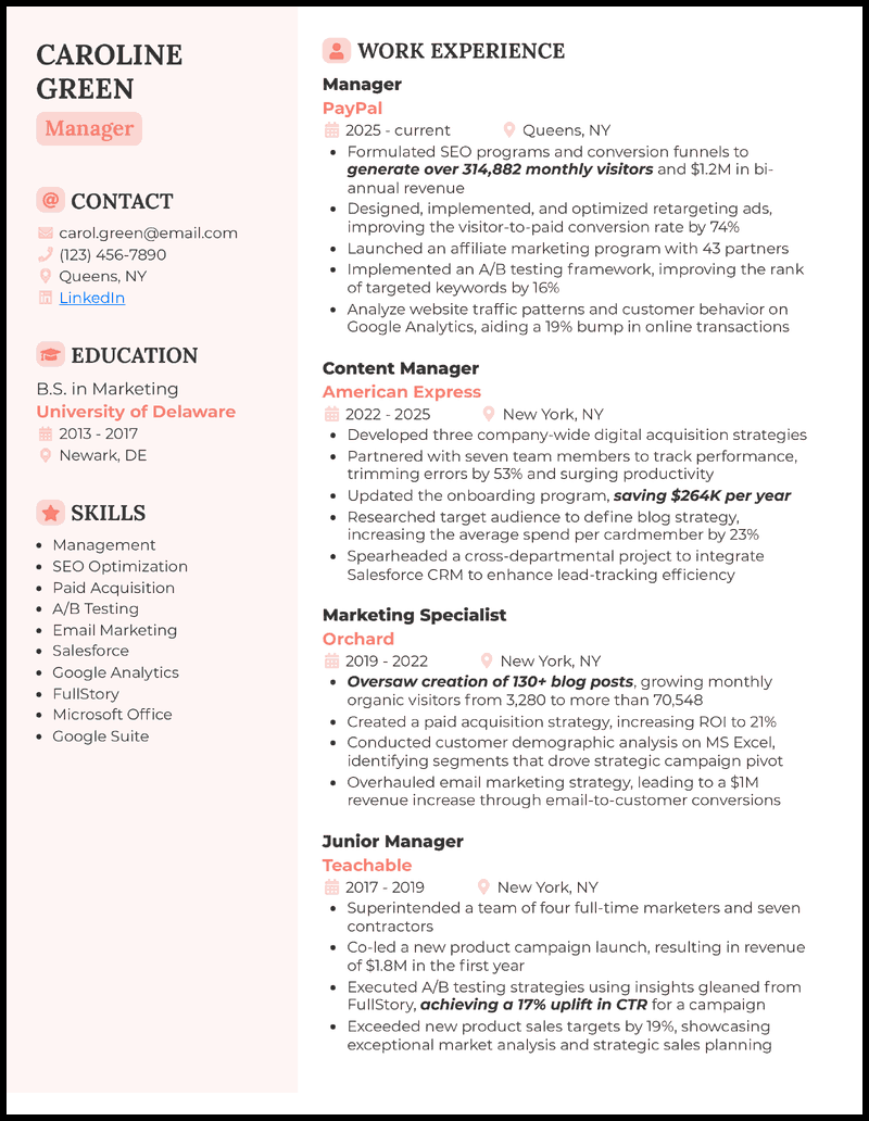 15 Manager Resume Examples That Worked in 2025