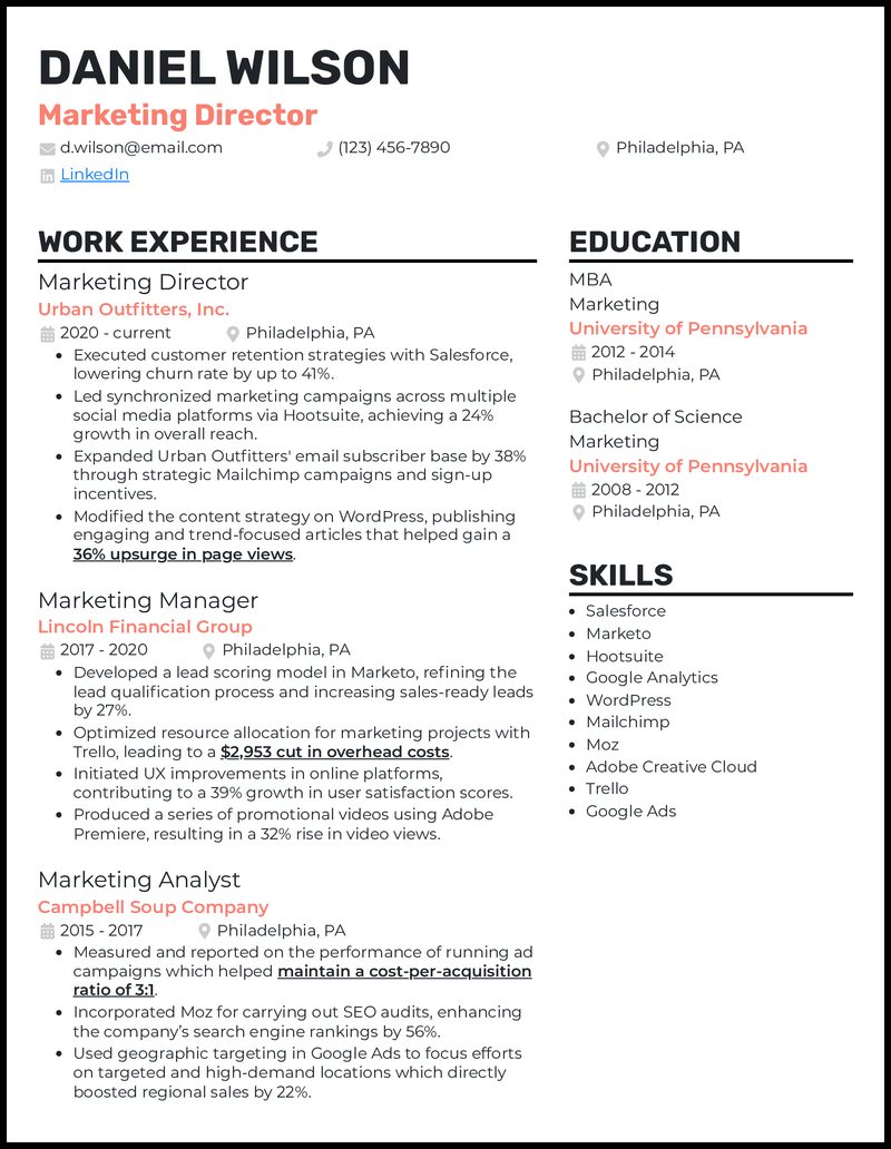 9 Marketing Director Resume Examples [& Templates]