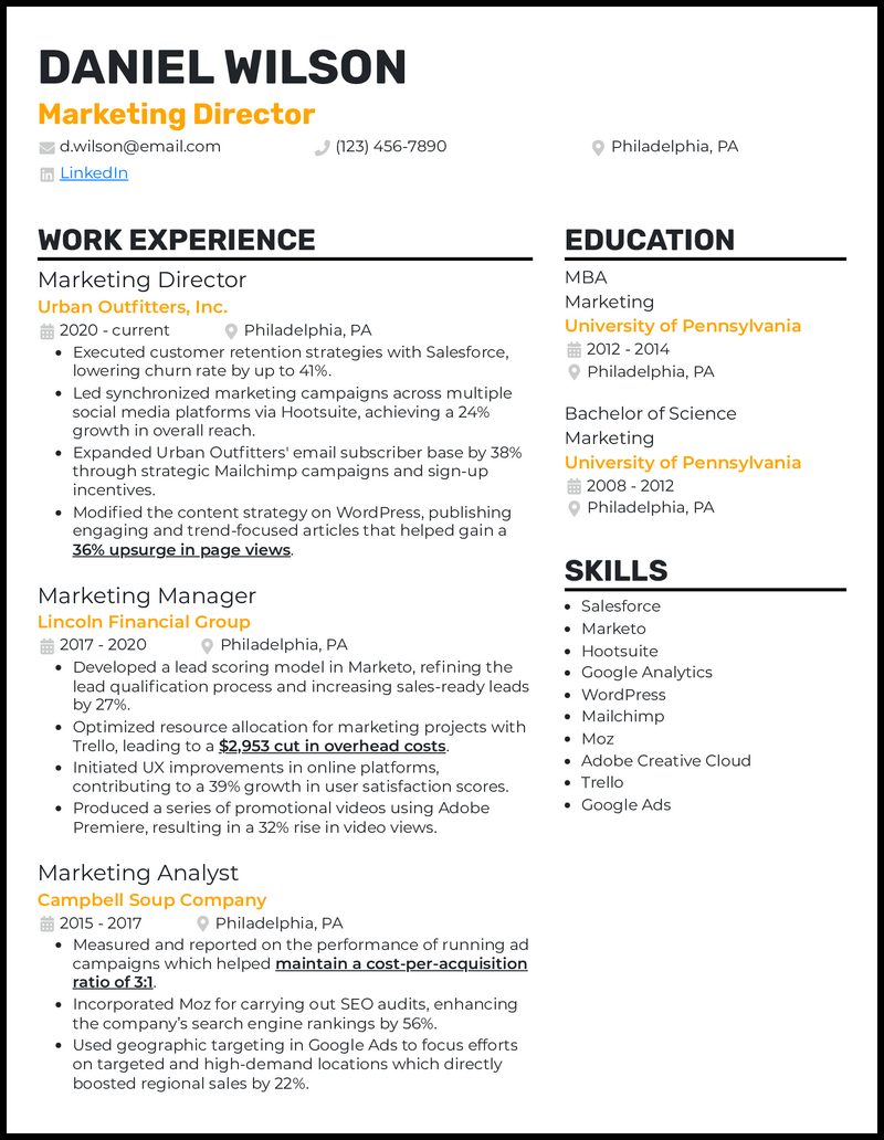 9 Marketing Director Resume Examples [& Templates]