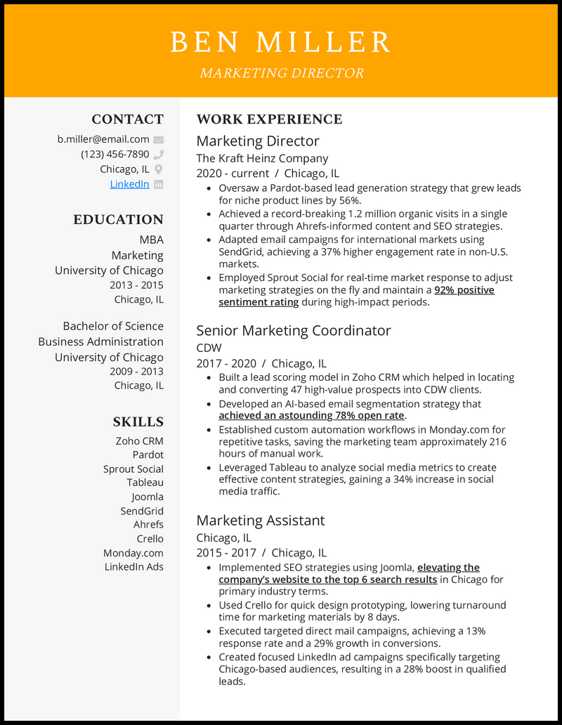 9 Marketing Director Resume Examples [& Templates]