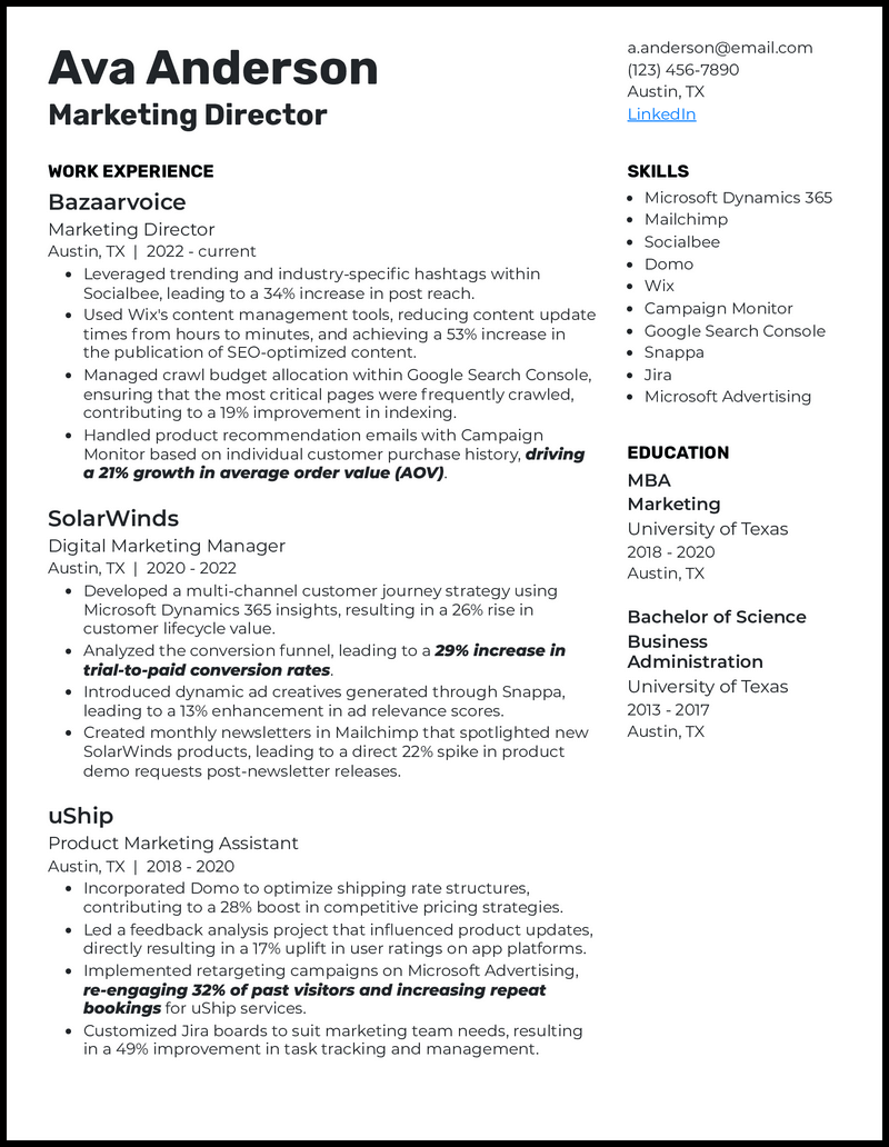 9 Marketing Director Resume Examples [& Templates]