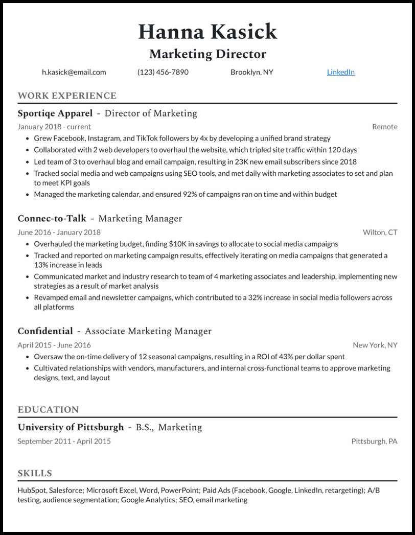 9 Marketing Director Resume Examples [& Templates]