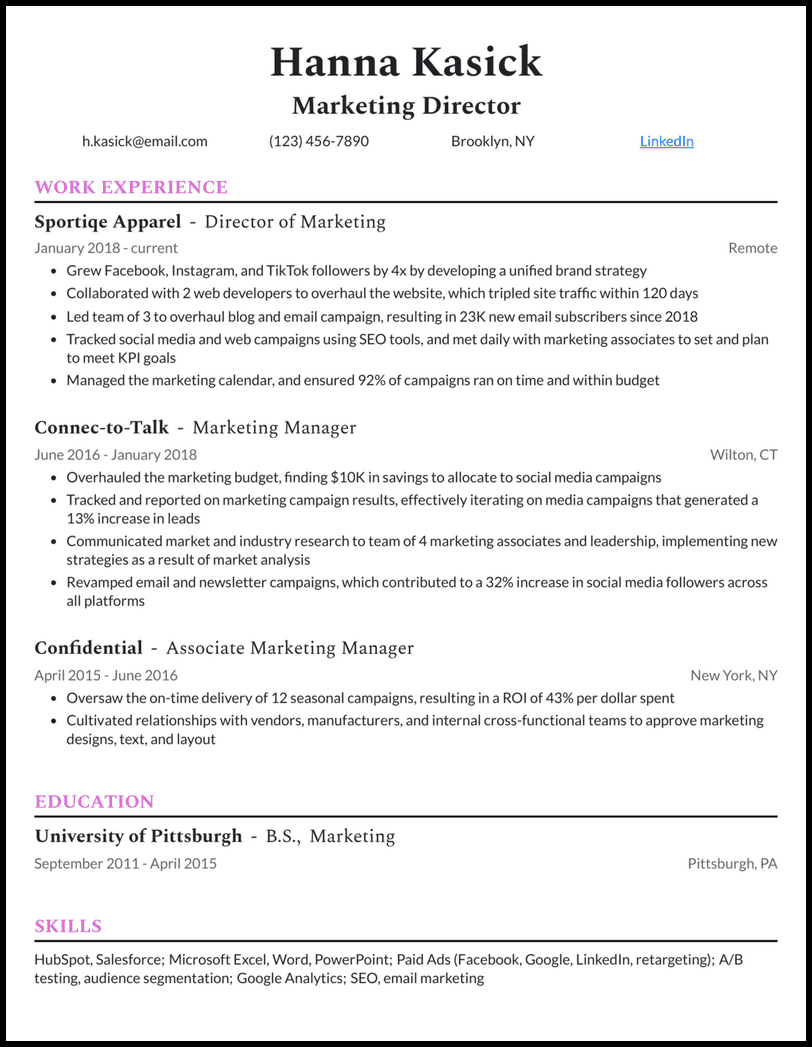 9 Marketing Director Resume Examples [& Templates]