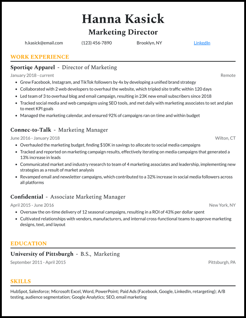 9 Marketing Director Resume Examples [& Templates]