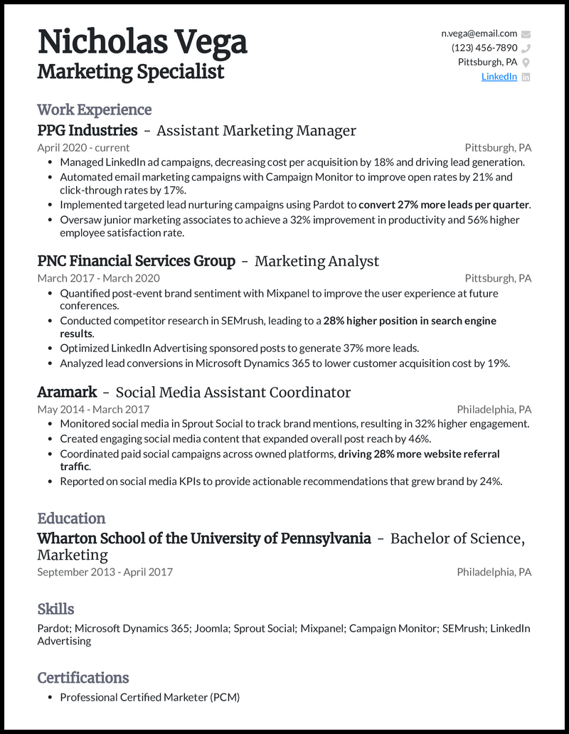24 Best Marketing Resume Examples for 2025