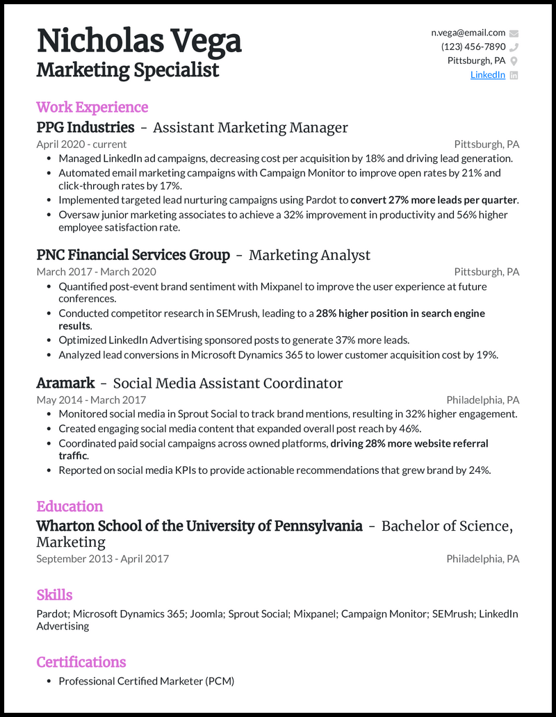24 Best Marketing Resume Examples for 2025