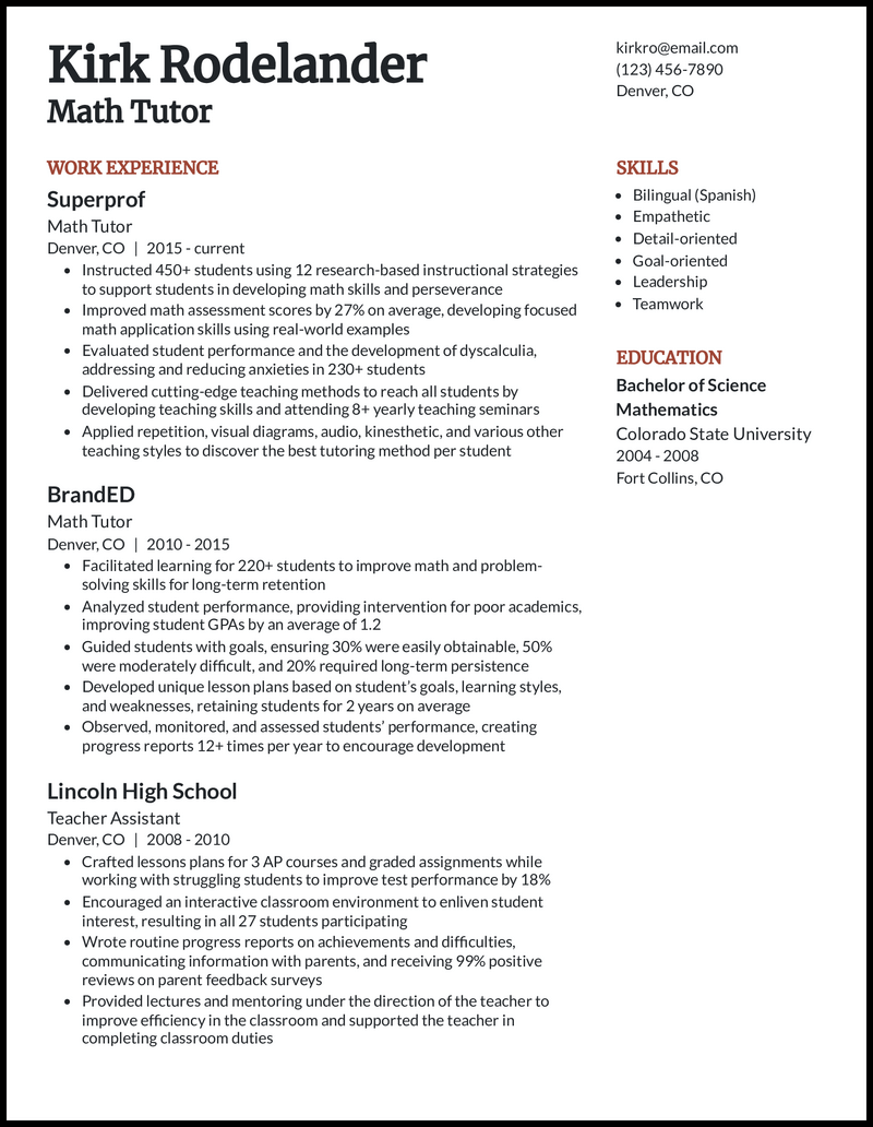 21 Tutor Resume Examples Built for 2024