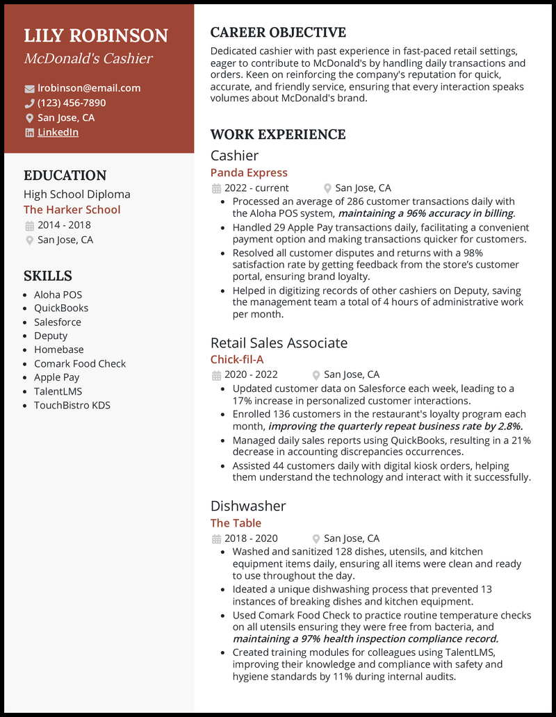 3 McDonald's Resume Examples to Get the Job in 2026