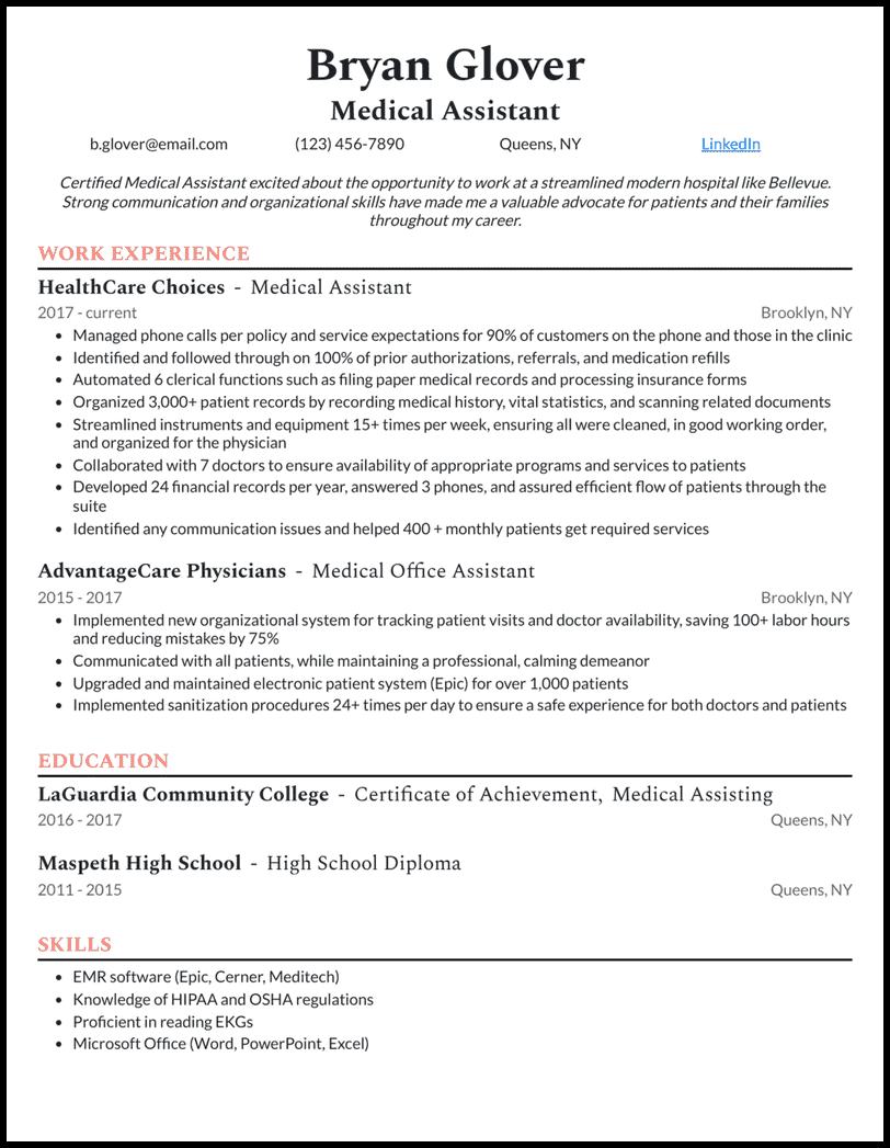 11 Medical Assistant Resume Samples for 2024