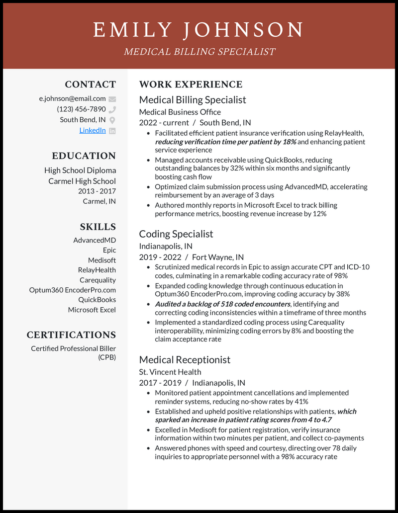 7 Medical Billing Resume Examples Built for 2024
