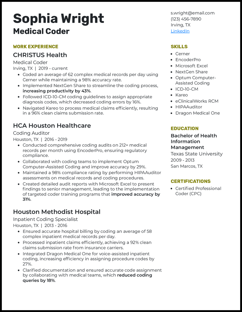 7 Medical Billing Resume Examples Built for 2024