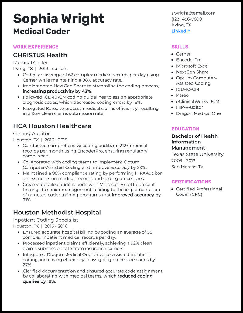 7 Medical Billing Resume Examples Built for 2024