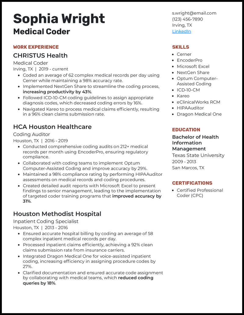7 Medical Billing Resume Examples Built for 2024
