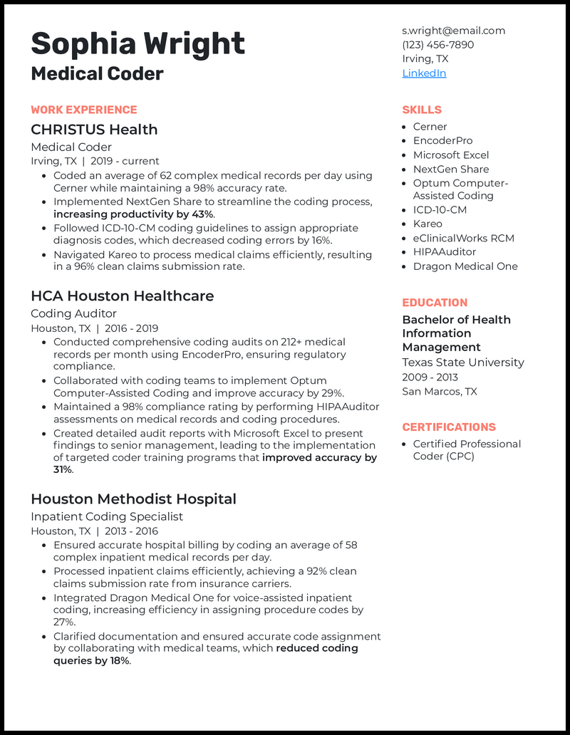 7 Medical Billing Resume Examples Built for 2024