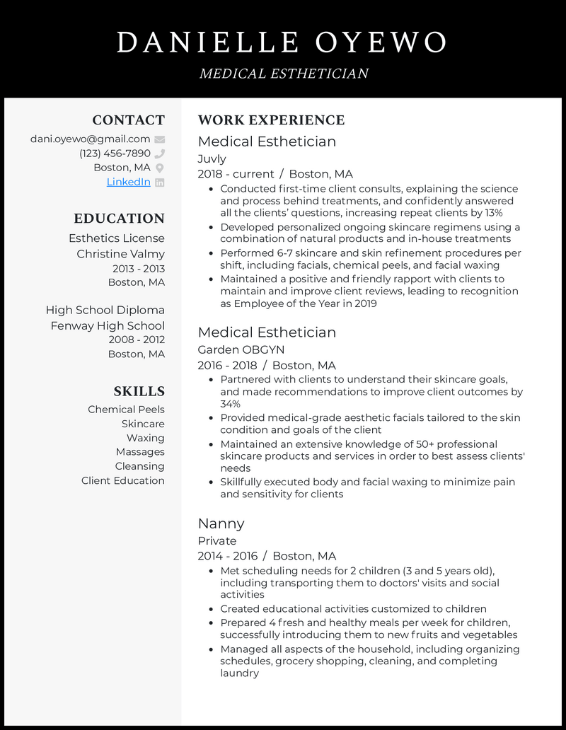 13 Esthetician Resume Examples That Work in 2025