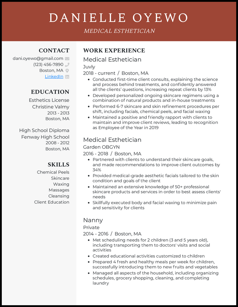 13 Esthetician Resume Examples That Work in 2025