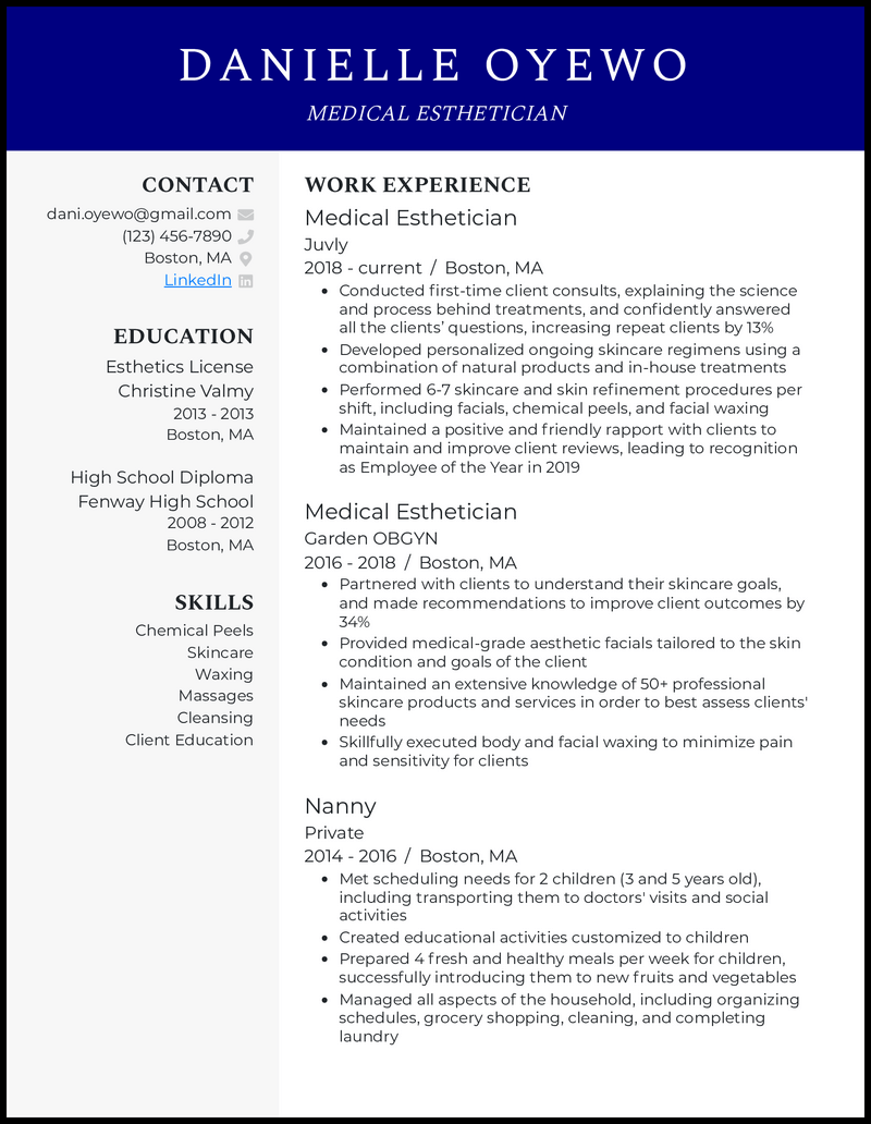 13 Esthetician Resume Examples That Work in 2025