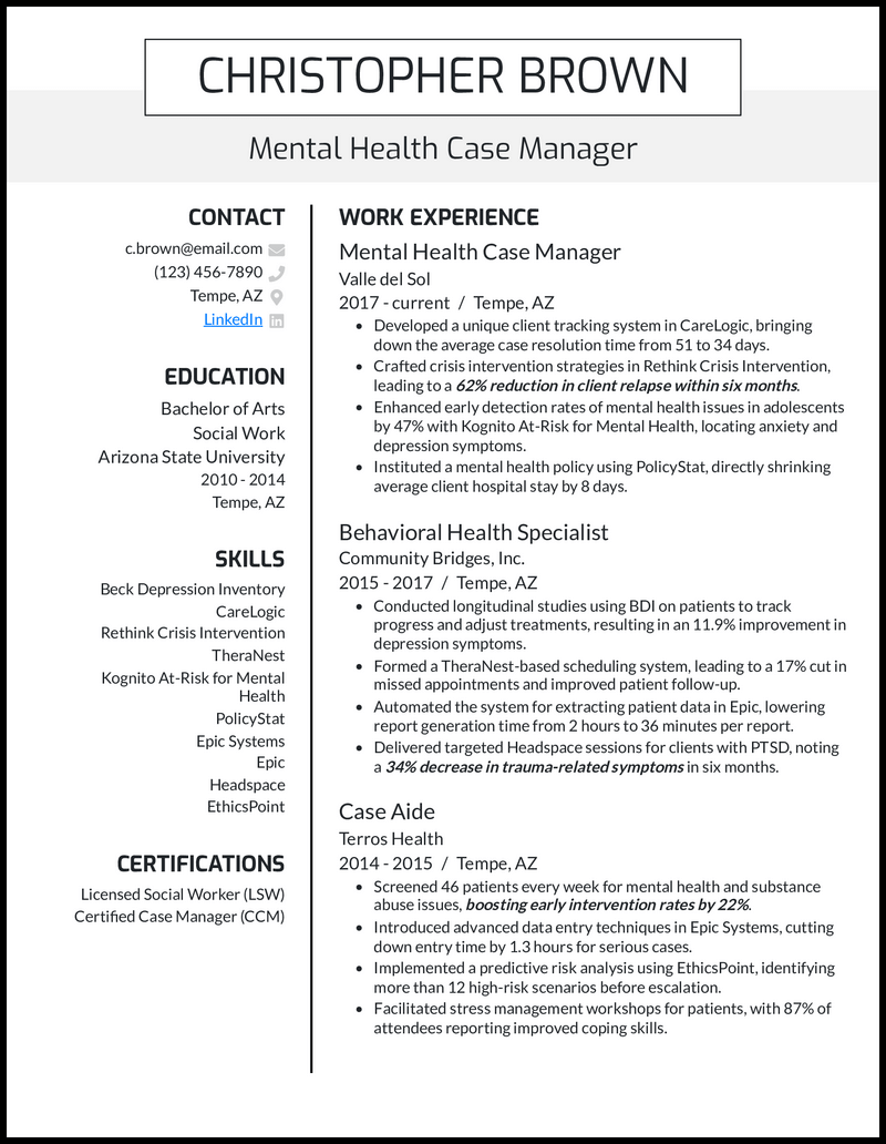 10 Case Manager Resume Examples That Worked in 2025