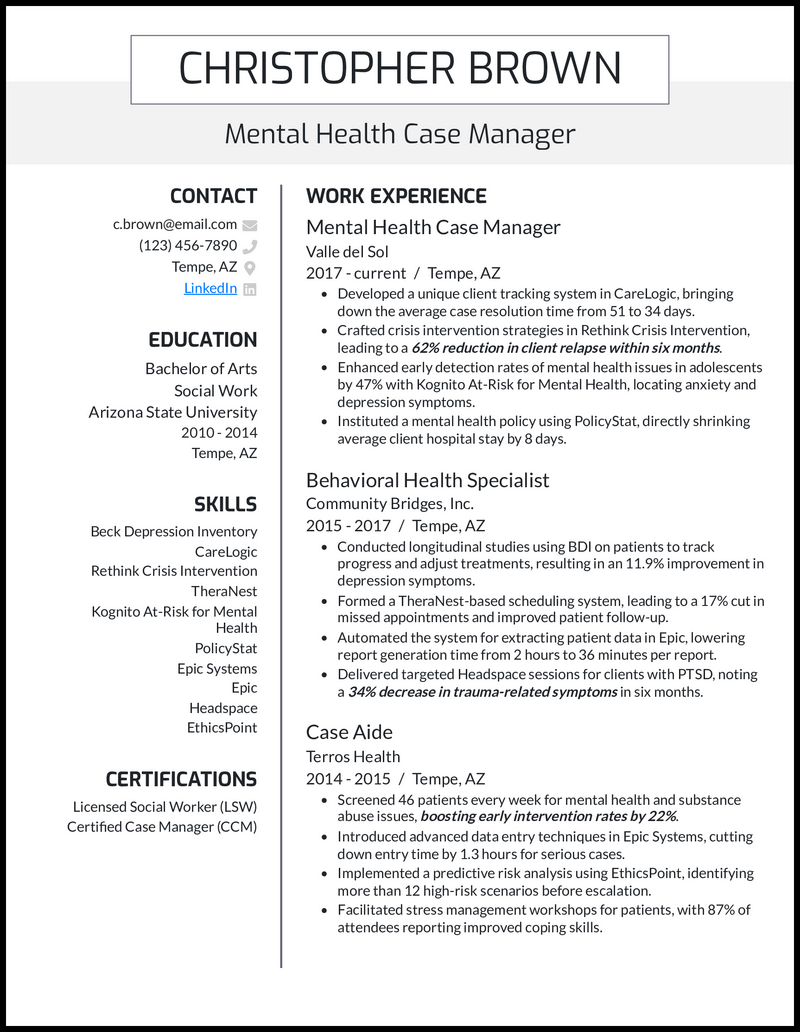 10 Case Manager Resume Examples That Worked in 2025