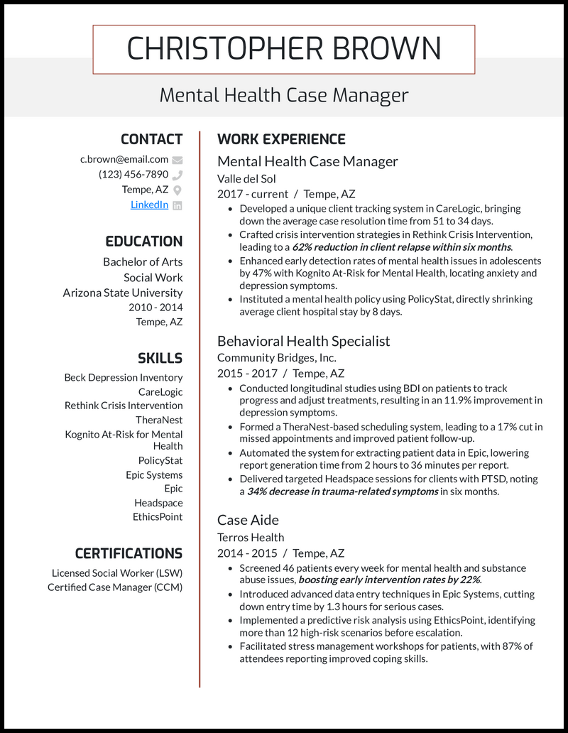 10 Case Manager Resume Examples That Worked In 2025