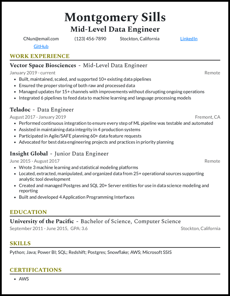 28 Data Engineer Resume Examples That Work in 2025
