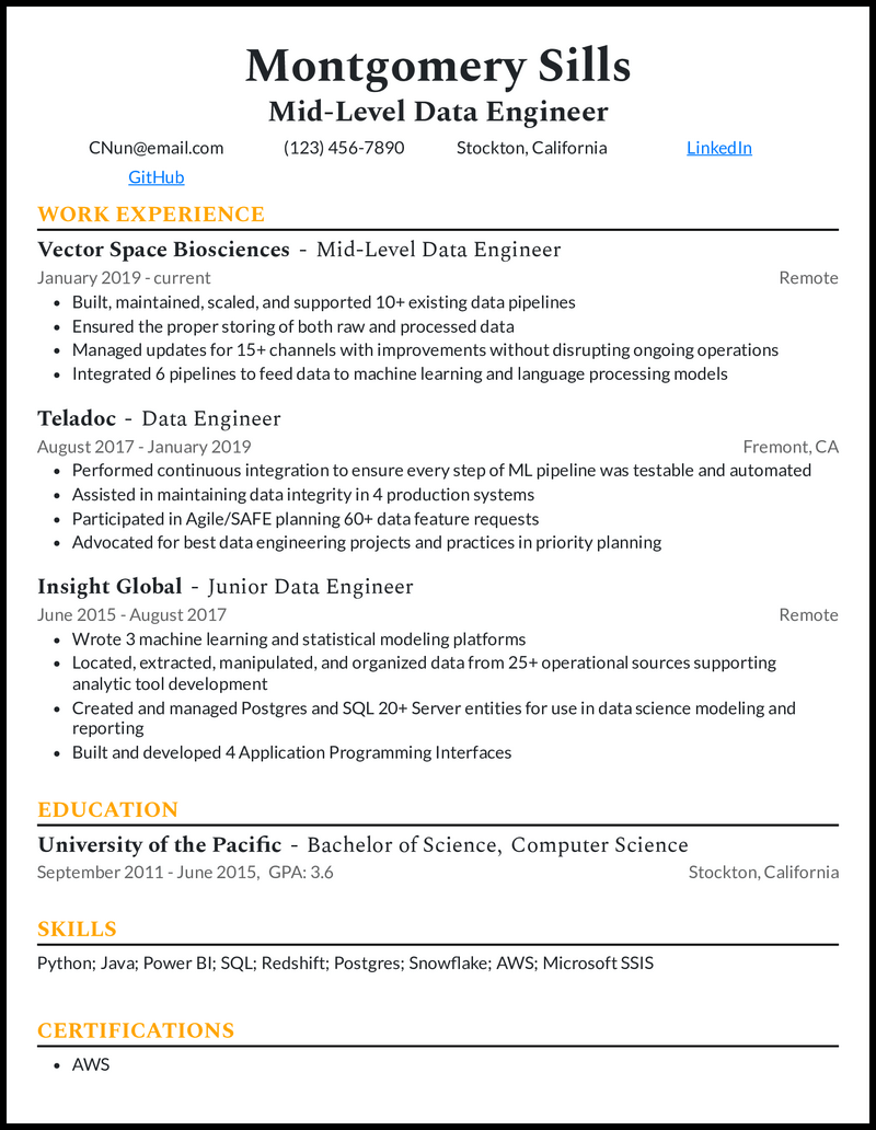 28 Data Engineer Resume Examples That Work in 2025