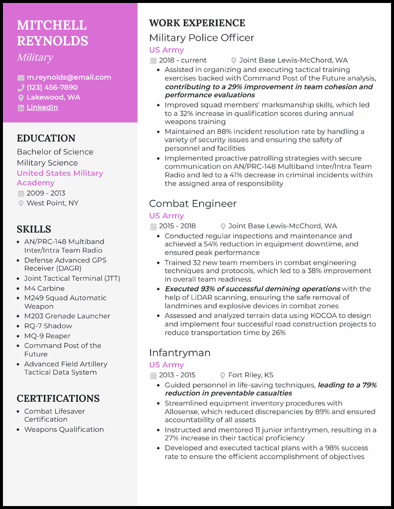 5 Military Resume Examples [& Templates]