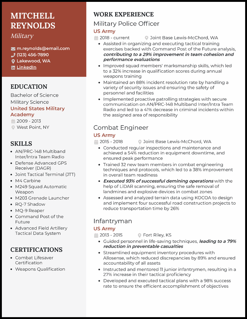 5 Military Resume Examples [& Templates]