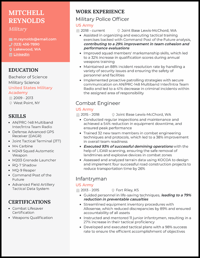 5 Military Resume Examples [& Templates]