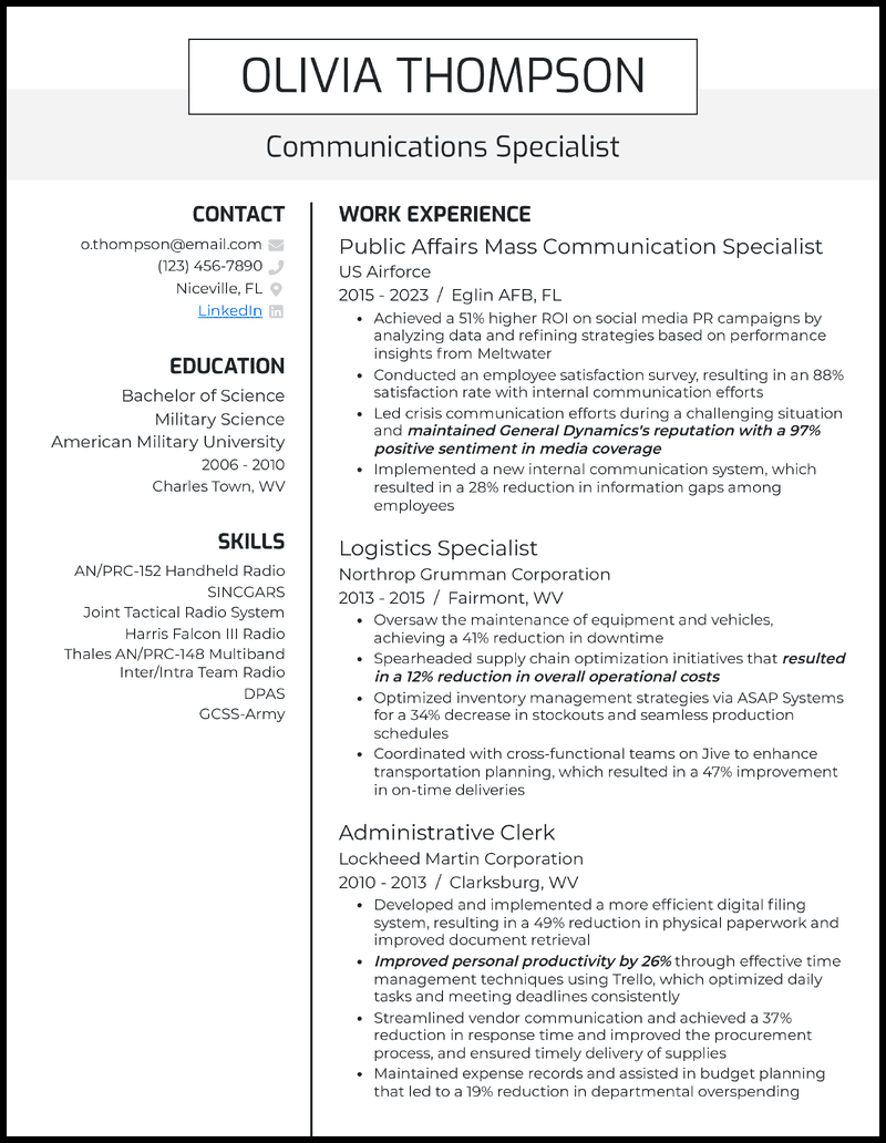 5 Military Resume Examples [& Templates]