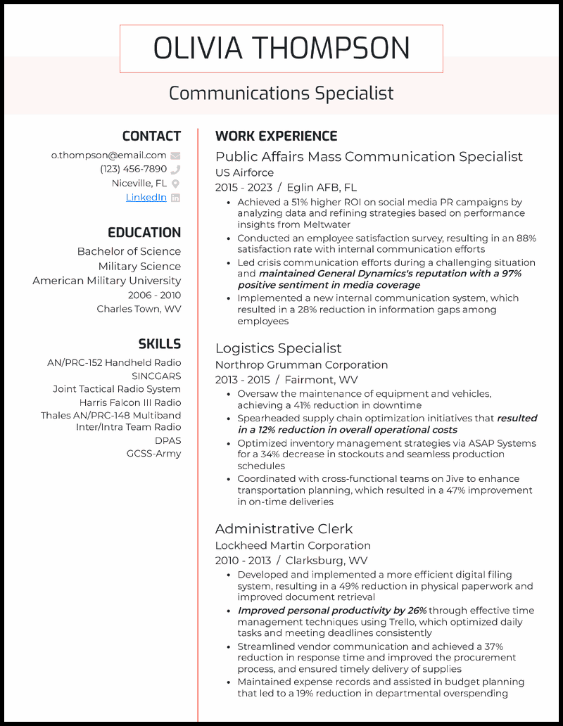 5 Military Resume Examples [& Templates]