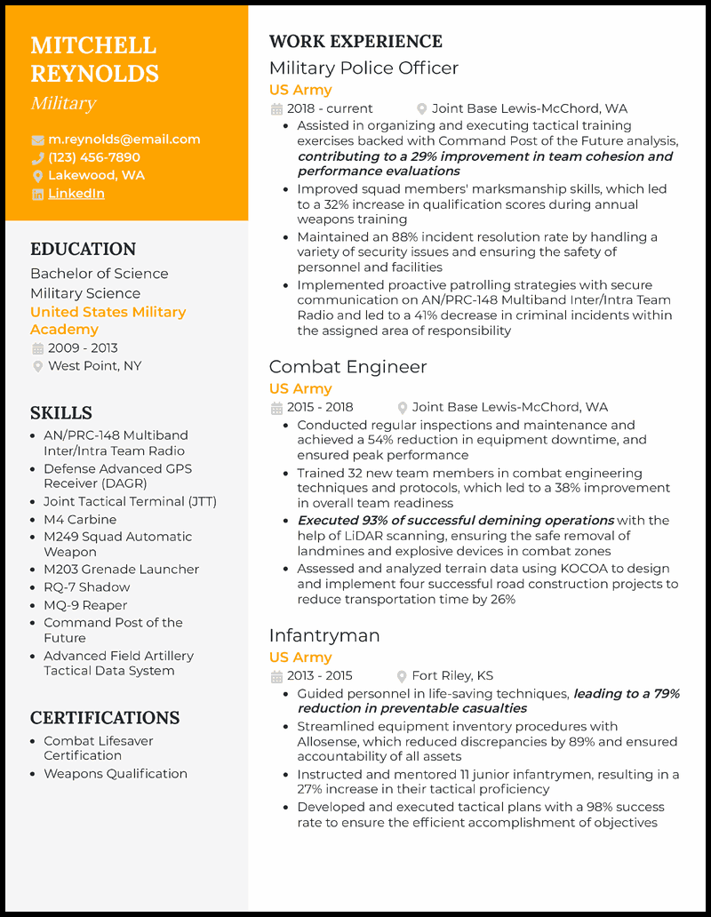 5 Military Resume Examples [& Templates]