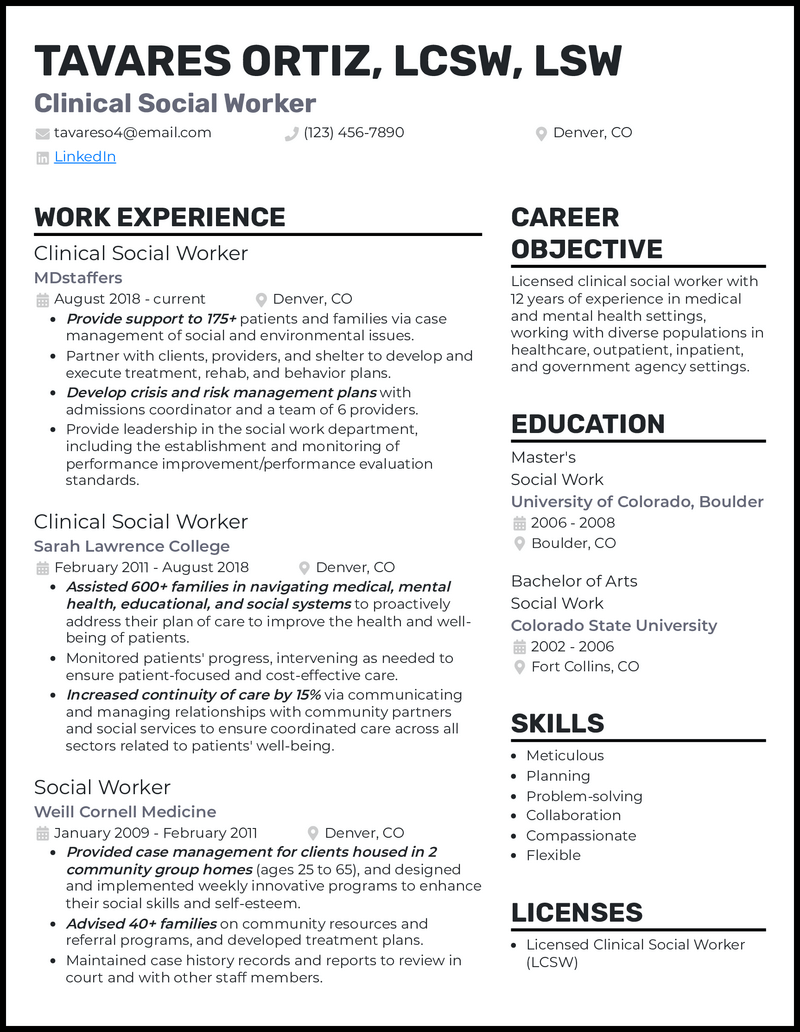 3 Clinical Social Worker Resume Examples [& Templates]