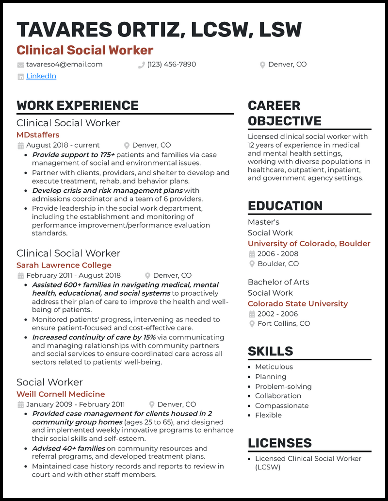3 Clinical Social Worker Resume Examples [& Templates]