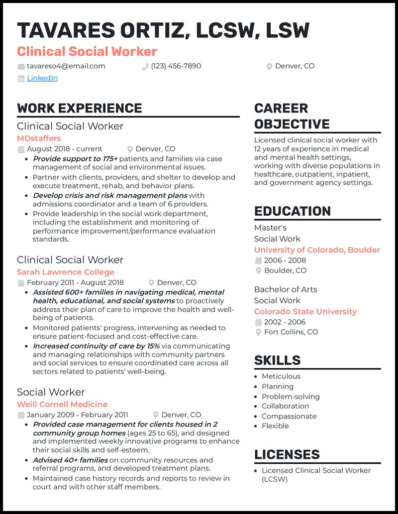 3 Clinical Social Worker Resume Examples [& Templates]