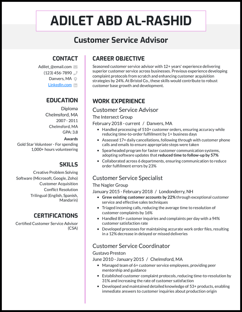 3 Customer Service Advisor Resume Templates & Examples for 2026