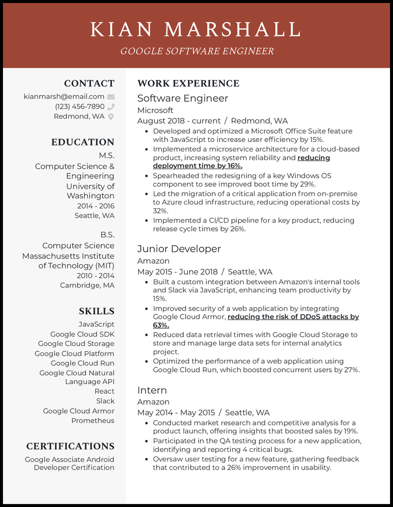 3 Google Software Engineer Resume Examples [& Templates]