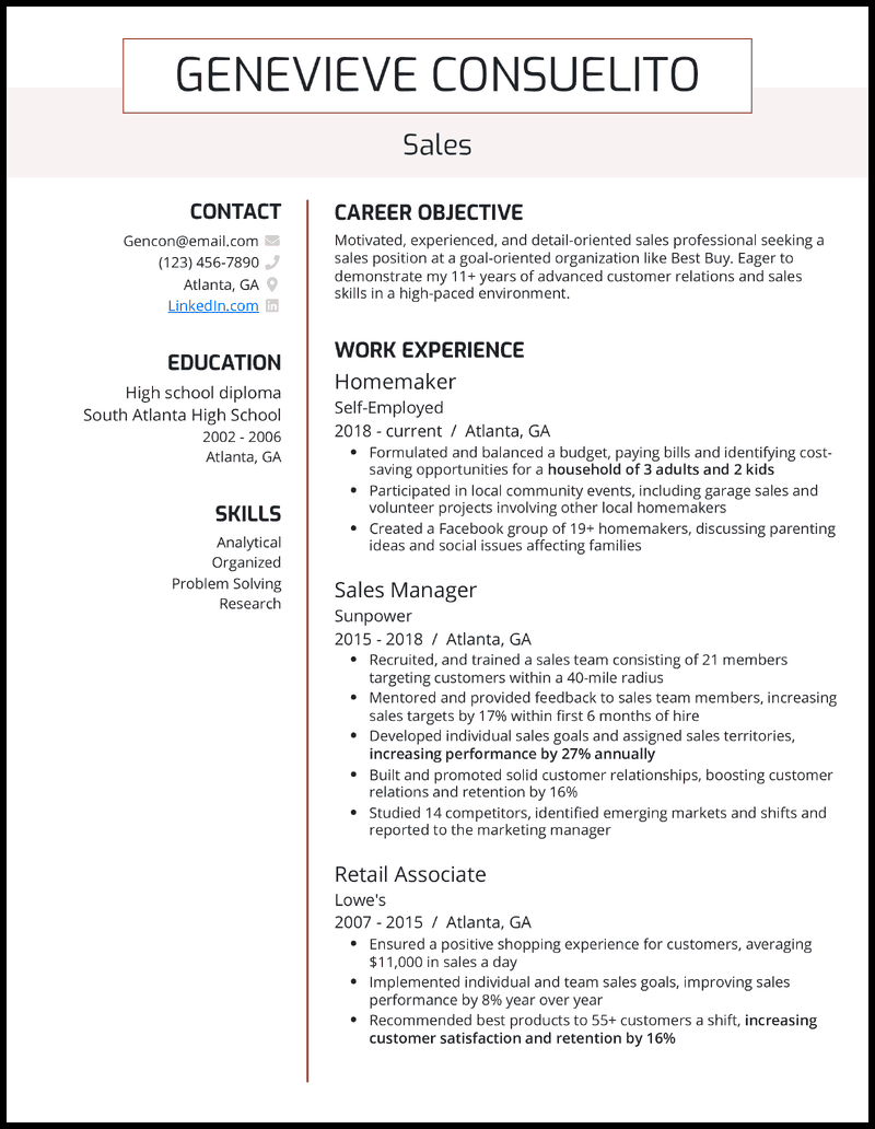 3 Homemaker Resume Examples That Got The Job In 2024