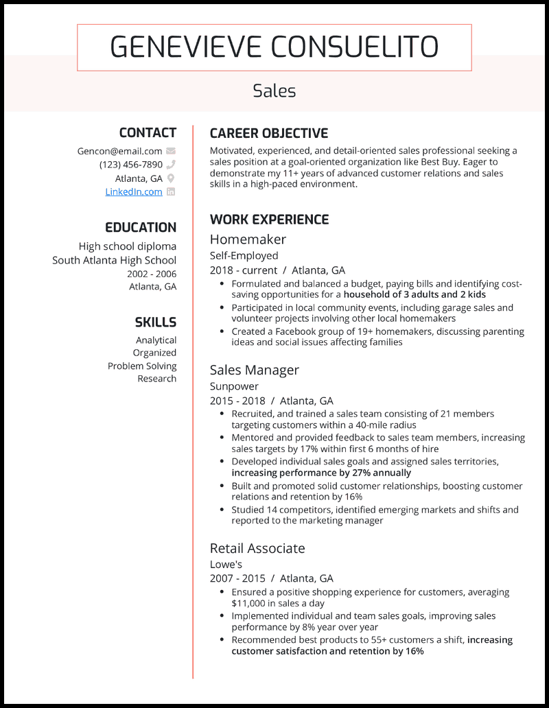 3 Homemaker Resume Examples That Got The Job In 2024