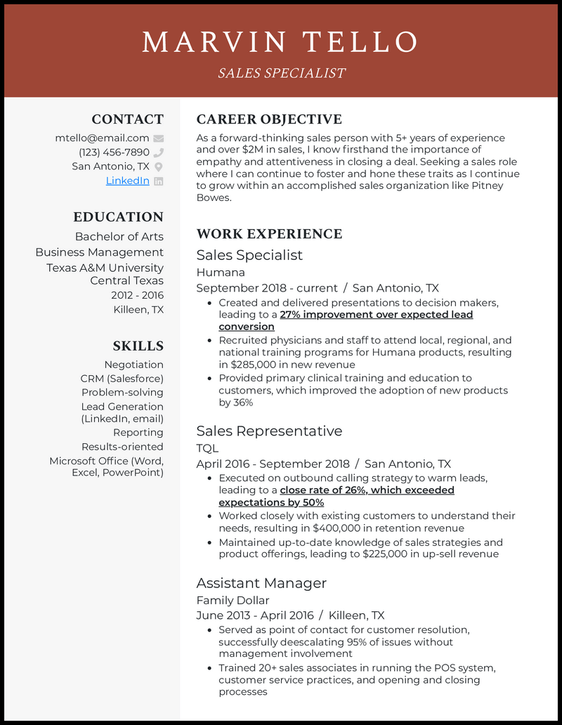 3 Outside Sales Resume Examples for 2024
