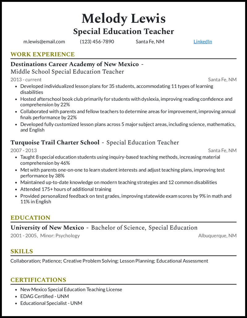3 Special Education Teacher Resume Examples [& Templates]