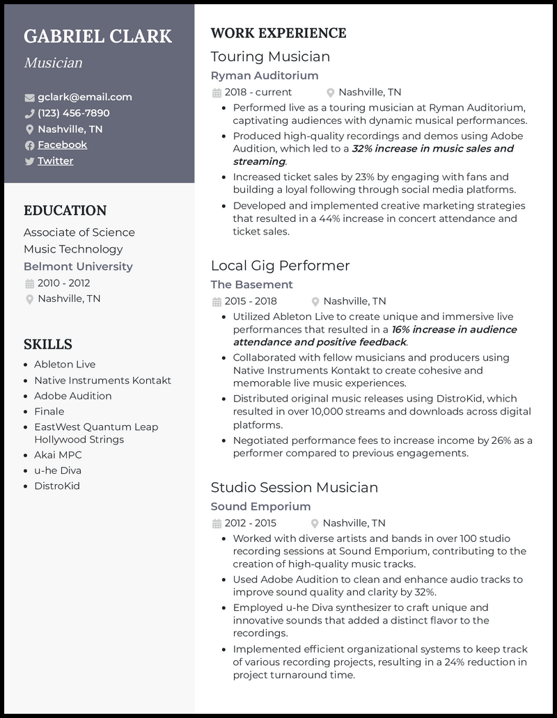 7 Music Resume Examples That Hit the Bar in 2024