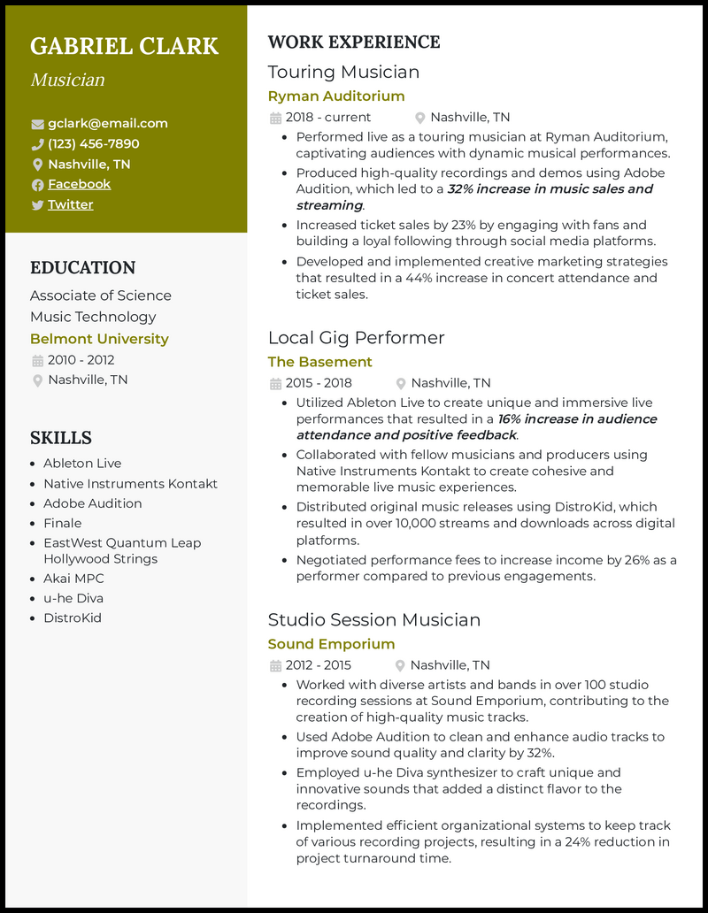 7 Music Resume Examples That Hit the Bar in 2024