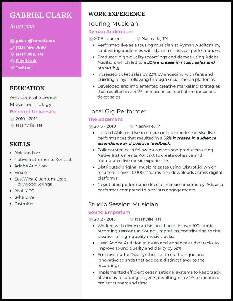 7 Music Resume Examples That Hit the Bar in 2024
