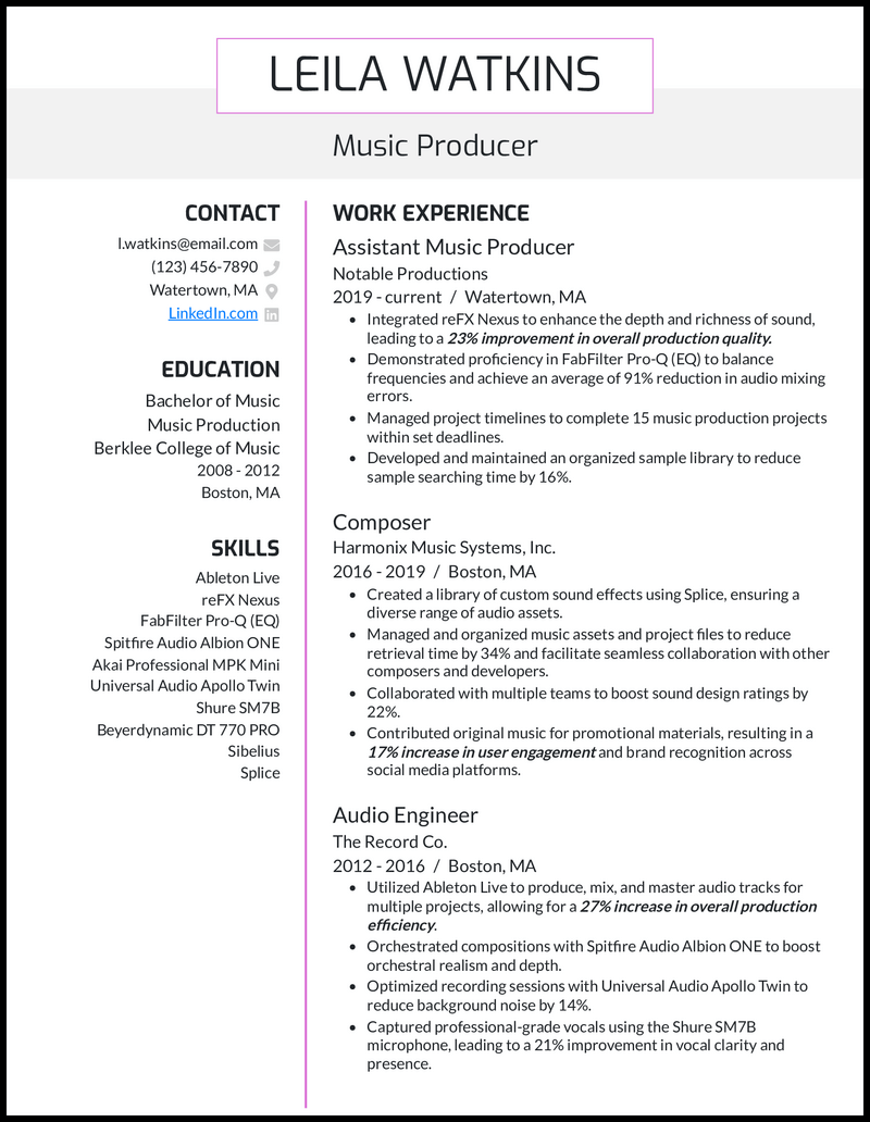 7 Music Resume Examples That Hit the Bar in 2024