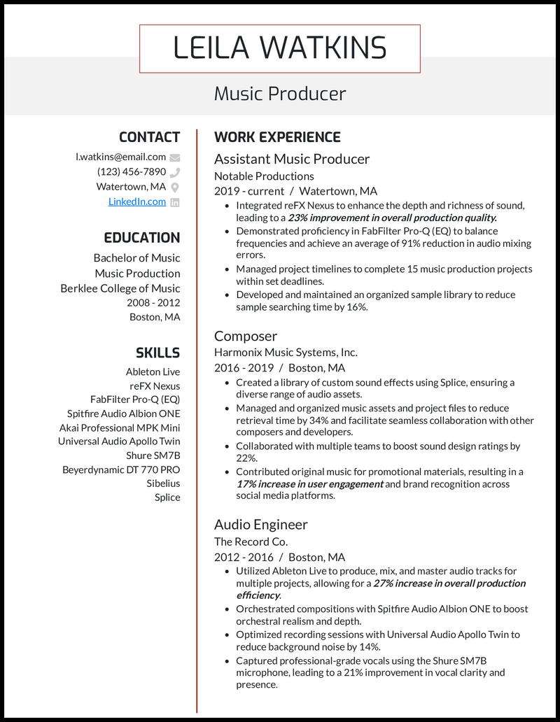 7 Music Resume Examples That Hit the Bar in 2024