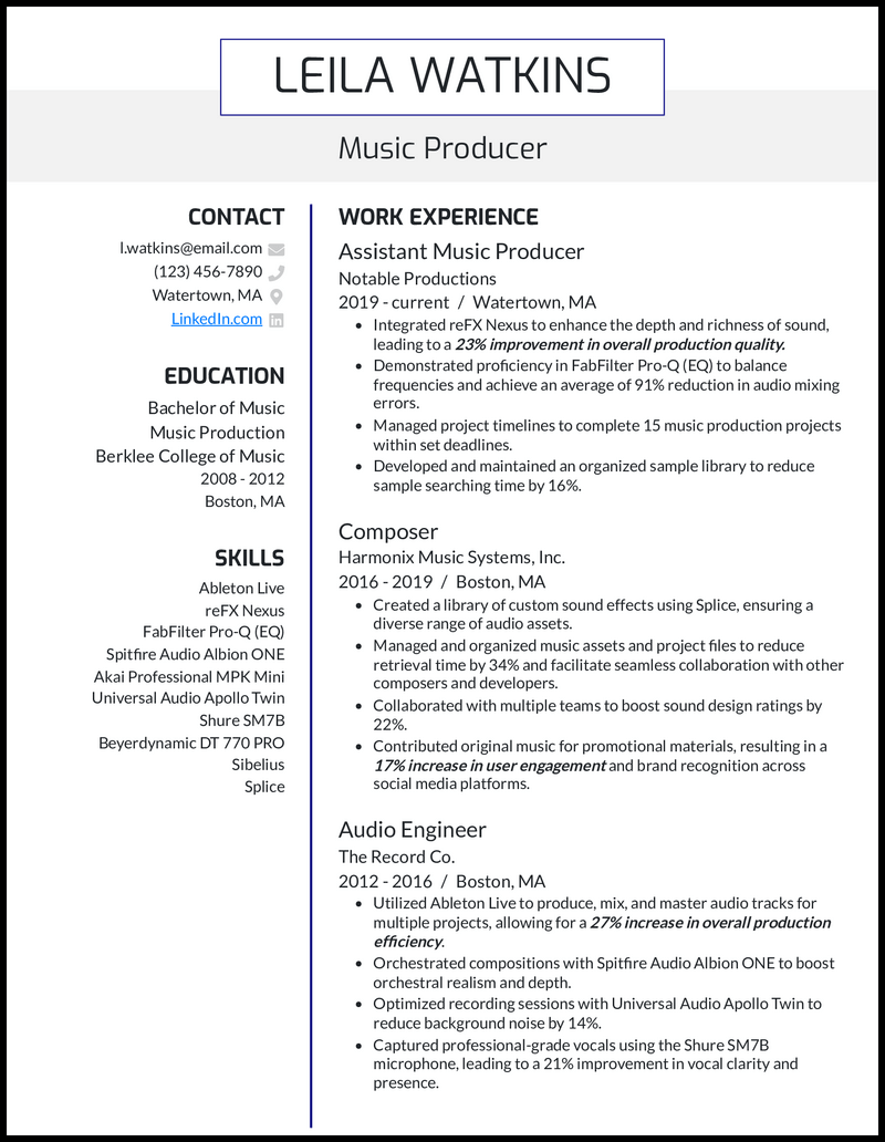 7 Music Resume Examples That Hit the Bar in 2024