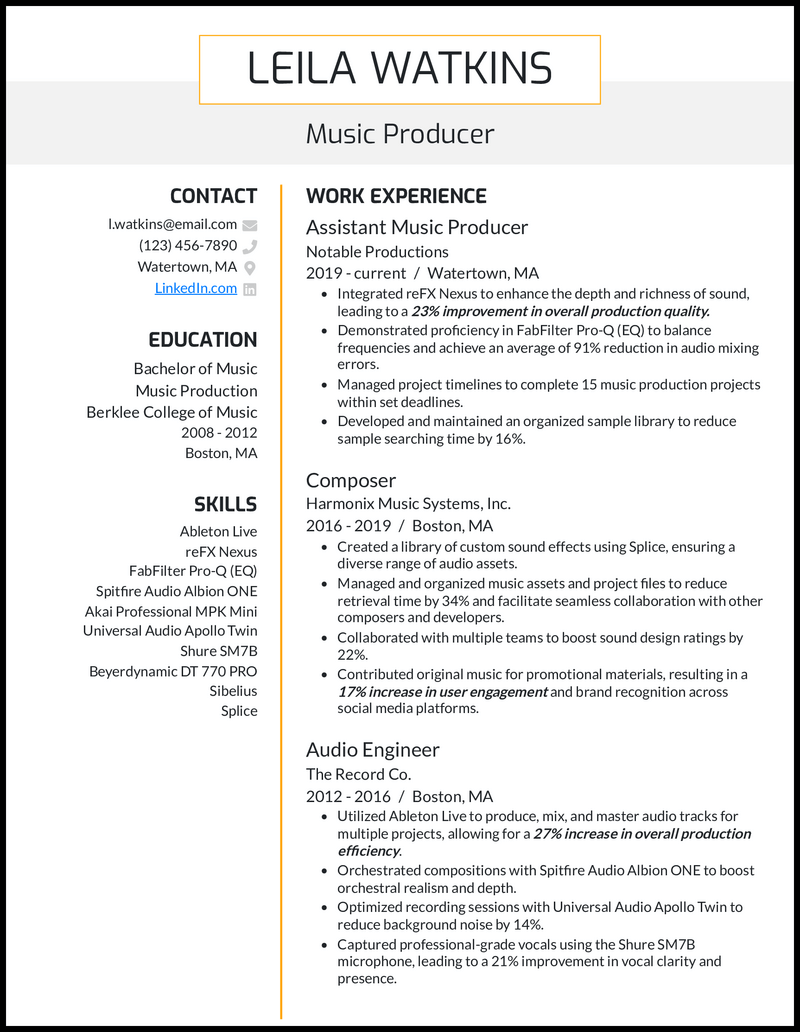 7 Music Resume Examples That Hit the Bar in 2024